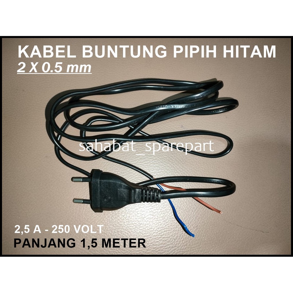 Jual KABEL BUNTUNG PIPIH HITAM 2 X 0.5 MM PANJANG 1,5 METER | Shopee ...