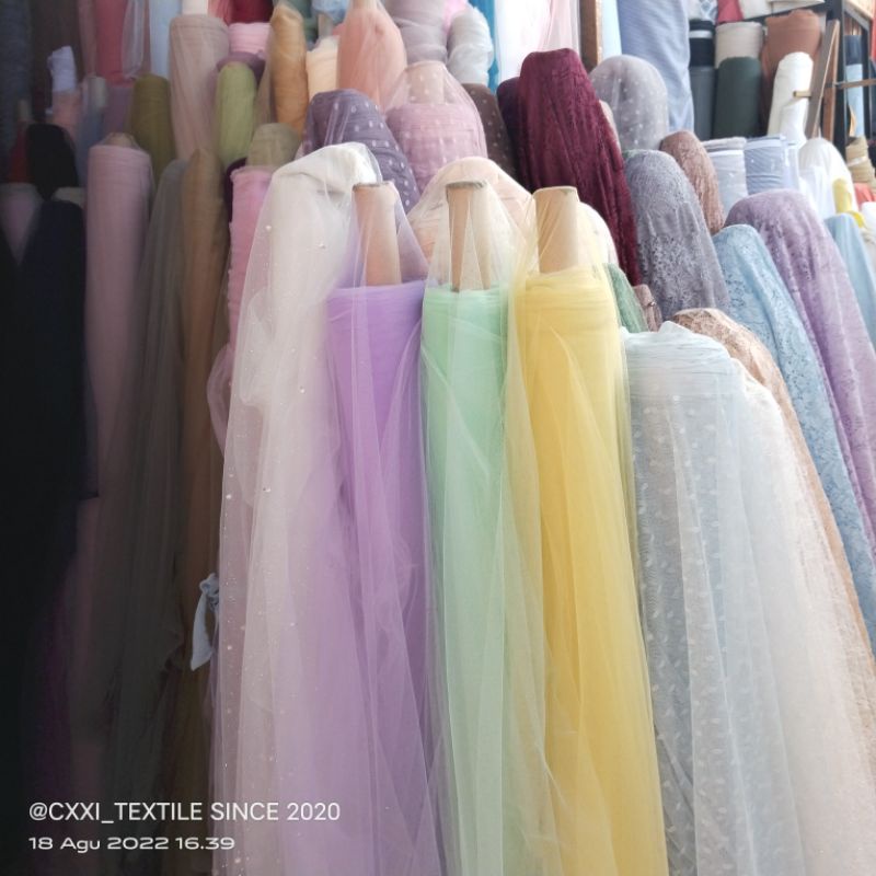 Jual HARGA/1 M | KAIN TILE SEMI PRANCIS / BAHAN TILE POLOS / KAIN TULLE ...