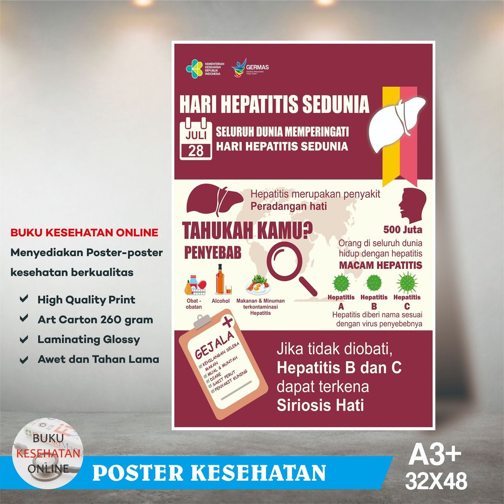 Jual Poster Kesehatan - HARI HEPATITIS SEDUNIA - LAMINATING GLOSSY ...