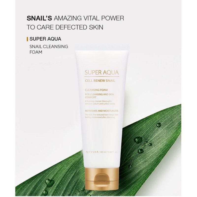 Jual MISSHA Super Aqua Snail Cleansing Foam (100ml) | Shopee Indonesia