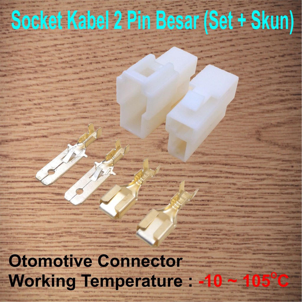 Jual Socket Soket Connector Kabel 2 Pin Ukuran Besar + Skun | Shopee ...
