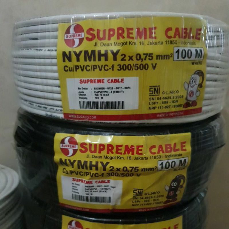 Jual KABEL NYYHY NYMHY NYY NYM HY SERABUT SUPREME 2X0,75 1 ROL ROLL 100M 100METER 100 M METER ...