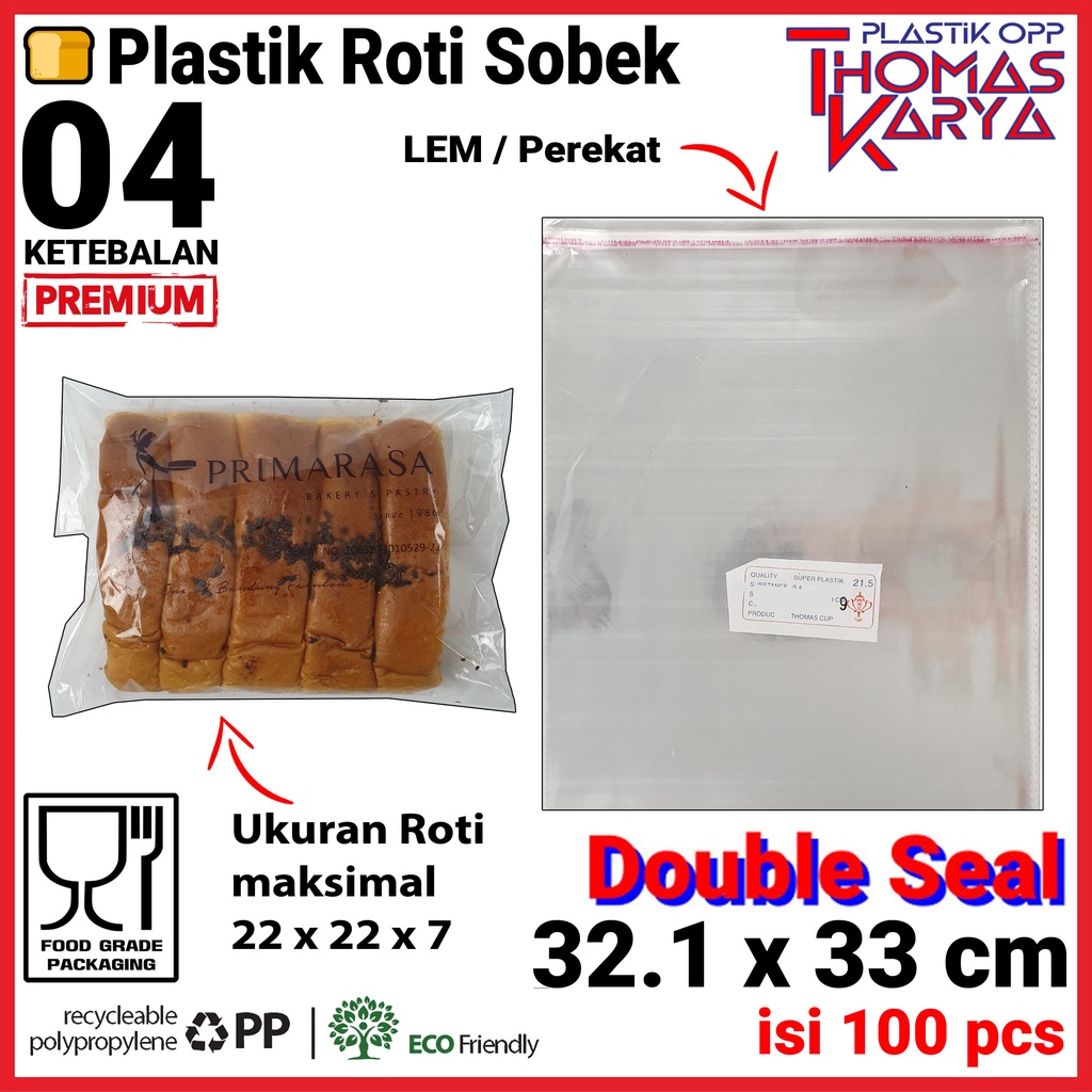 Jual Plastik OPP 32.1x33 TEBAL Double Seal isi 100 Kantong Bening ...