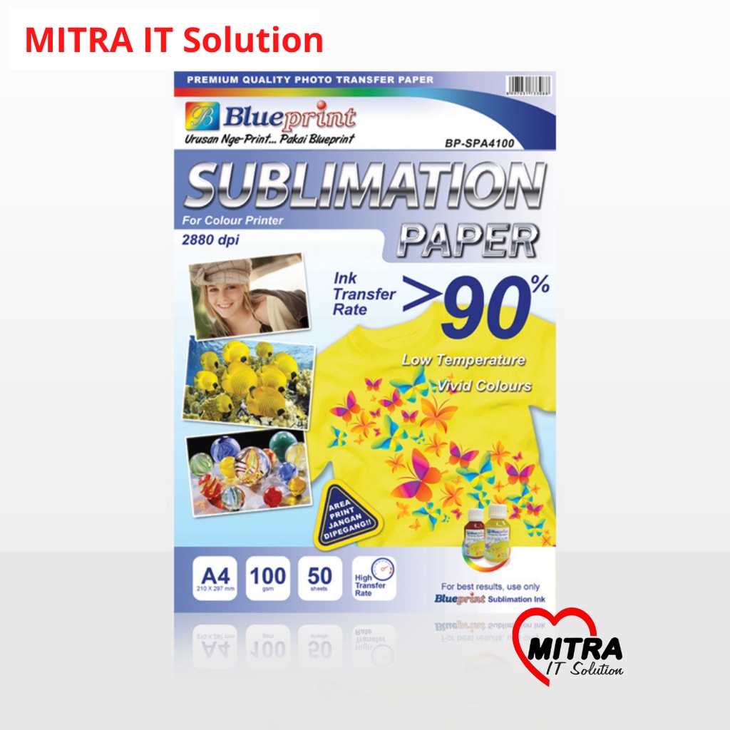 Jual KERTAS SUBLIM / SUBLIMATION PAPER BLUEPRINT A4 100 gsm BP-SPA4100 ...