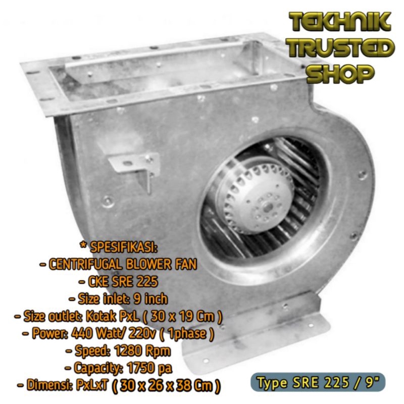 Jual Centrifugal blower hisap SRE 225 440 Watt Exhaust fan keong ...