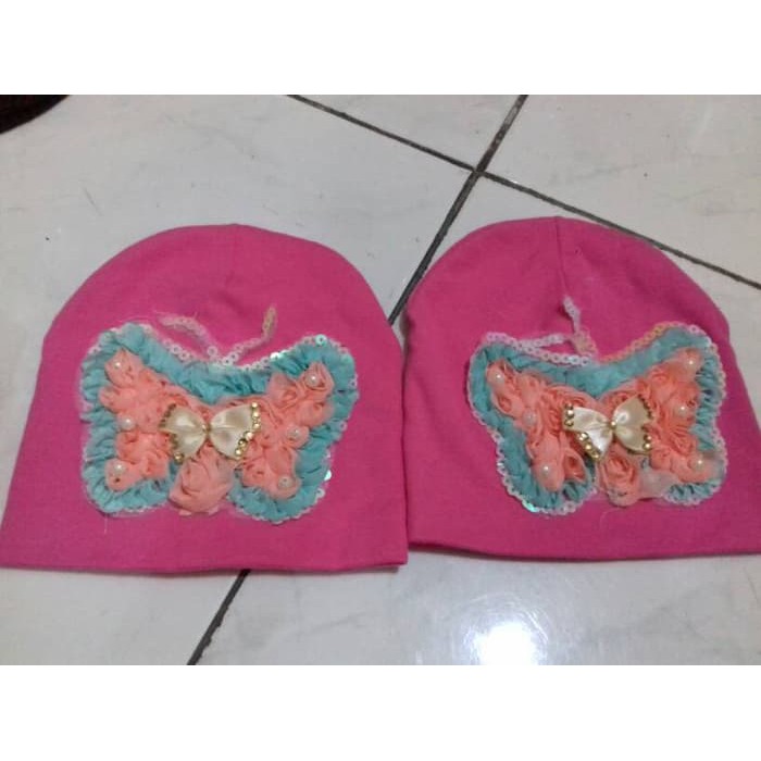 Jual kupluk cewek pink butterfly | Shopee Indonesia