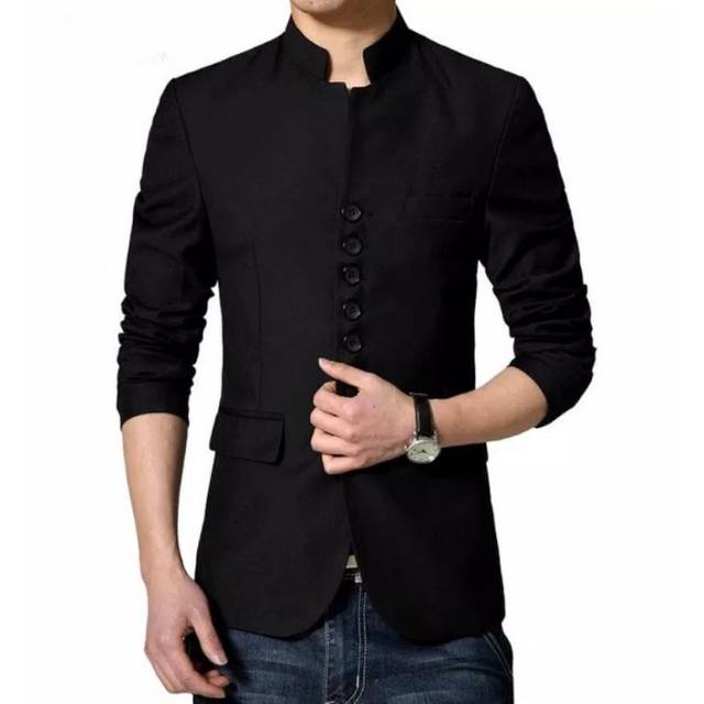 Jual BLAZER PRIA ALPHA BLACK - Jas Casual Cowok Hitam Jasket Kuliah ...