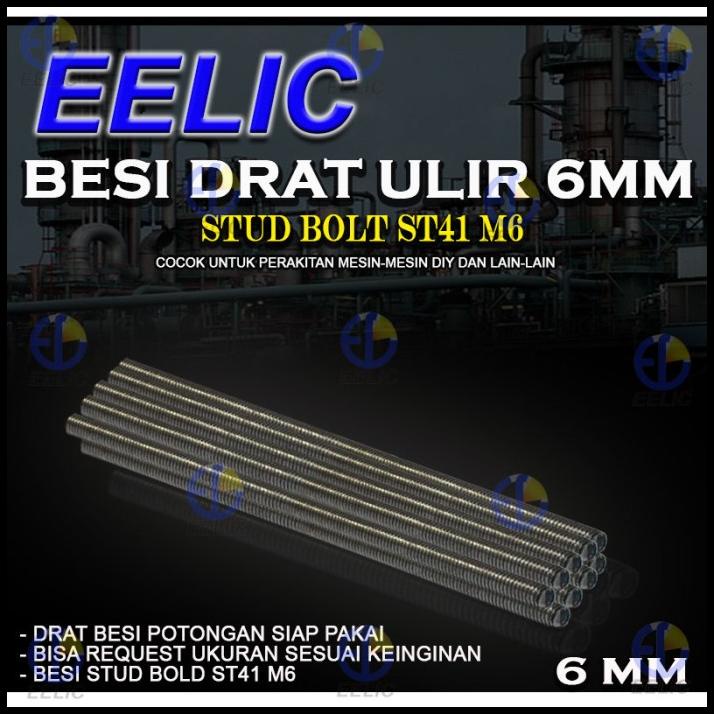 Jual Eelic Bed-M6X90 Besi Drat Ulir Stud Bolt St41 Dengan Diameter 6 Mm P90 | Shopee Indonesia
