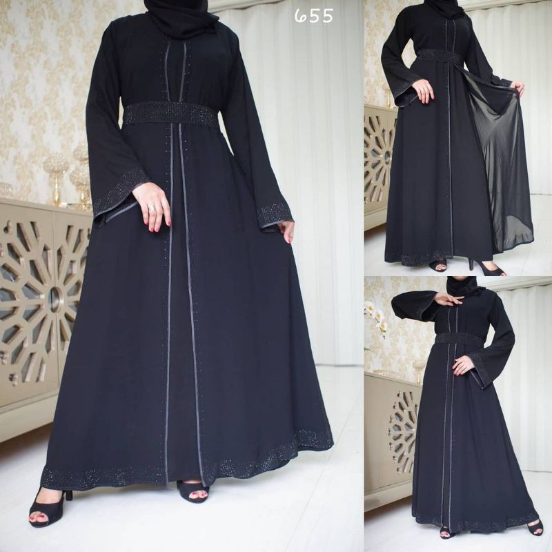 Jual New abaya 655 gamis hitam arab saudi hitam mewah | Shopee Indonesia