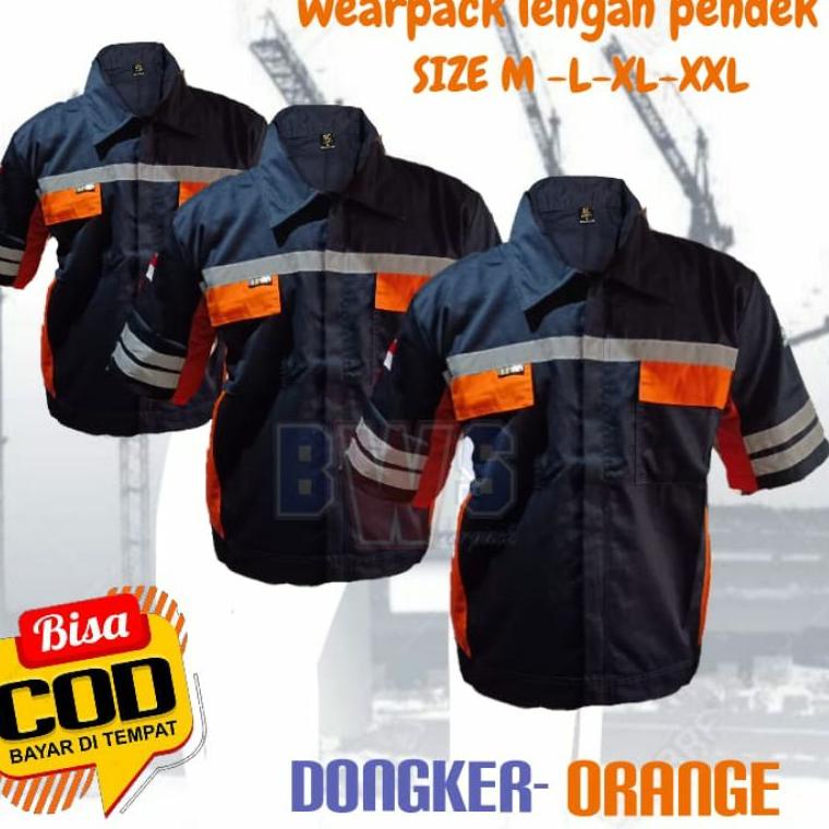 Jual wearpack kerja proyek lengan pendek/wearpack safety k3/baju kerja bengkel/seragam proyek ...
