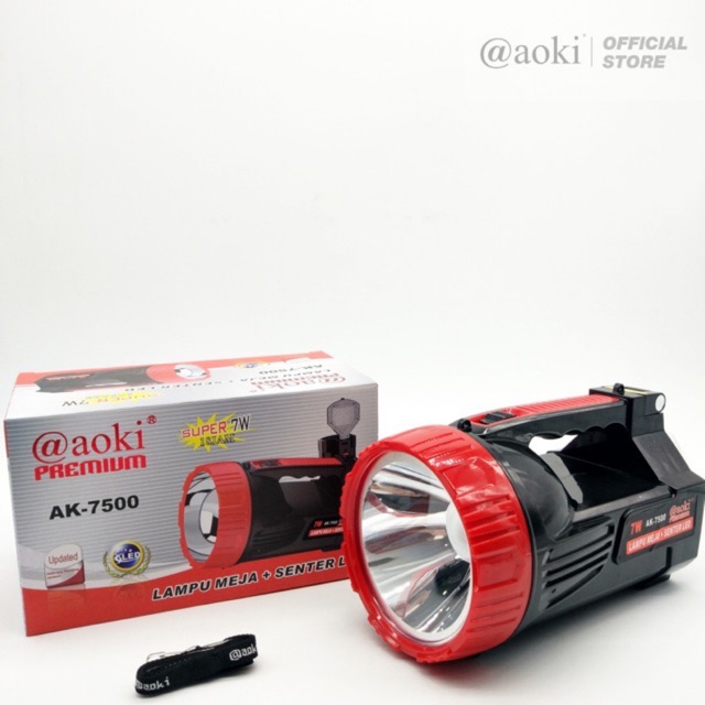 Jual Senter Aoki AK 7500 dengan lampu meja dan Lampu LED tahan 18 jam ...
