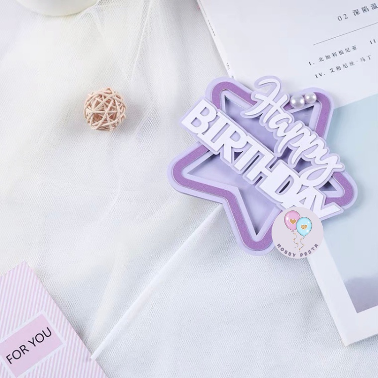 Jual CAKE TOPPER HAPPY BIRTHDAY MOTIF BINTANG PASTEL / TUSUKAN HIASAN ...