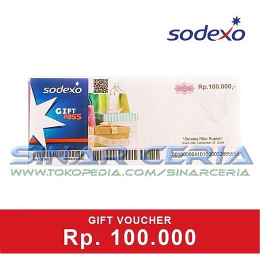 Jual Voucher Sodexo gift pass 100rb 100Ribu exp 31 Desember 2019 kado ...