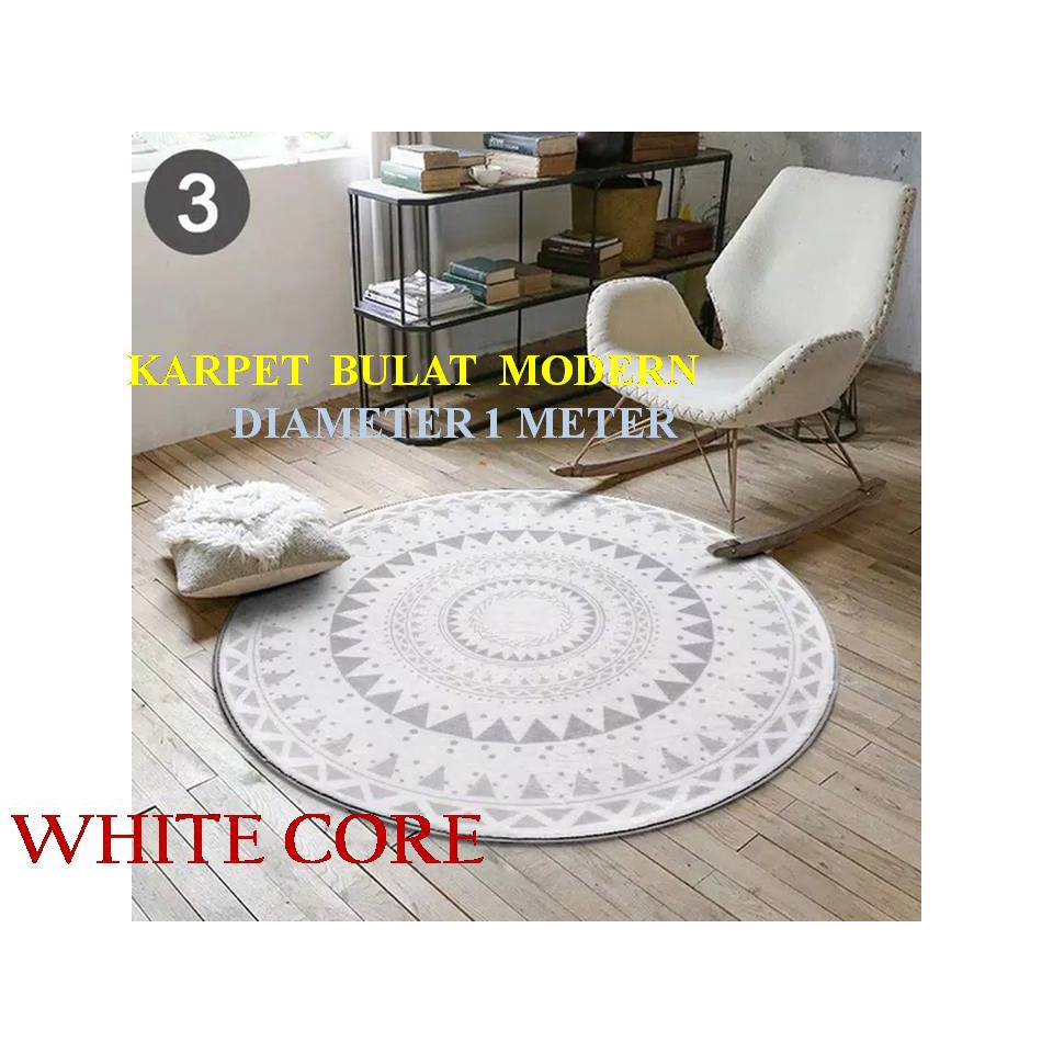 Jual Karpet Bulat Modern Model White Core Diameter 1 Meter 1kg Muat 1 ...