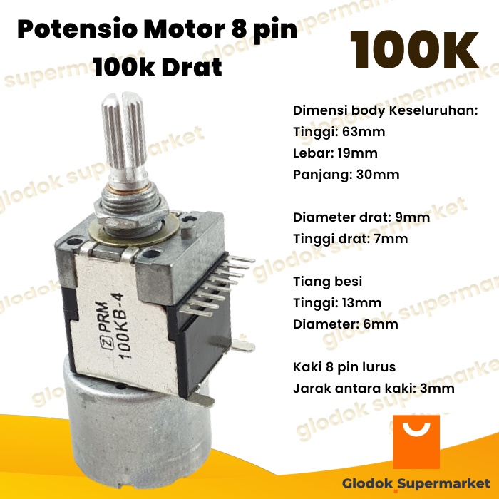Jual Potensio Motor 8 pin 100k Drat Stereo Kaki 8 Lurus 104 | Shopee ...
