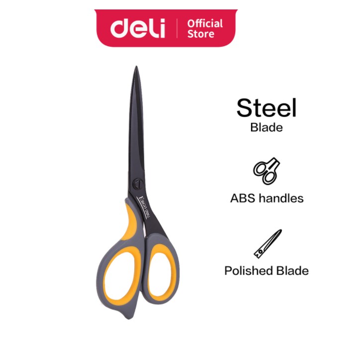 Jual Deli Scissor / Gunting Berlapis Teflon Besar/Kecil Anti Karat Desain Ergonomis E6027 E77757 ...
