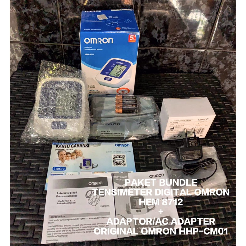 Jual PAKET TENSIMETER DIGITAL OMRON HEM 8712 DAN ADAPTOR / AC ADAPTER ORIGINAL OMRON HHP-CM01 ...
