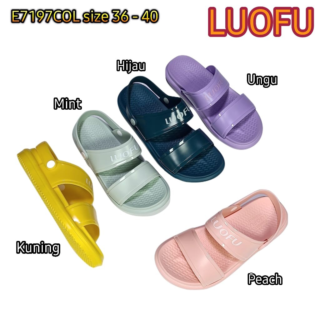 Jual E7197COL LUOFU ORIGINAL jelly sandal karet empuk murah sepatu tali ...