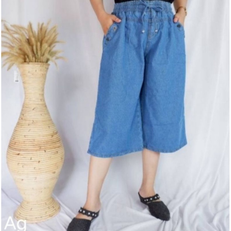Jual Kulot Jeans 7/8 Kulot Jeans 3/4 Celana Kulot Jeans Wanita Jumbo ...