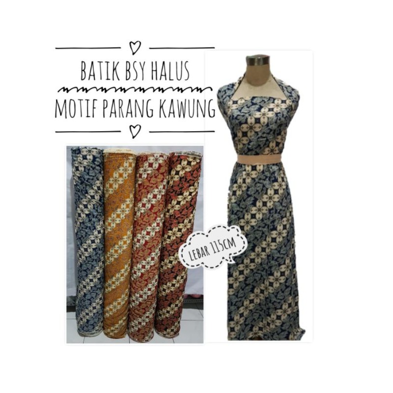 Jual bahan kain batik bsy halus motif parang kawung/batik murah meteran ...