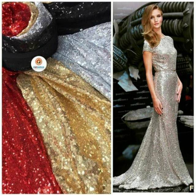 Jual Bahan Kain Tile Payet Sequeen / Kain Seribu Payet Sequeen (Harga ...