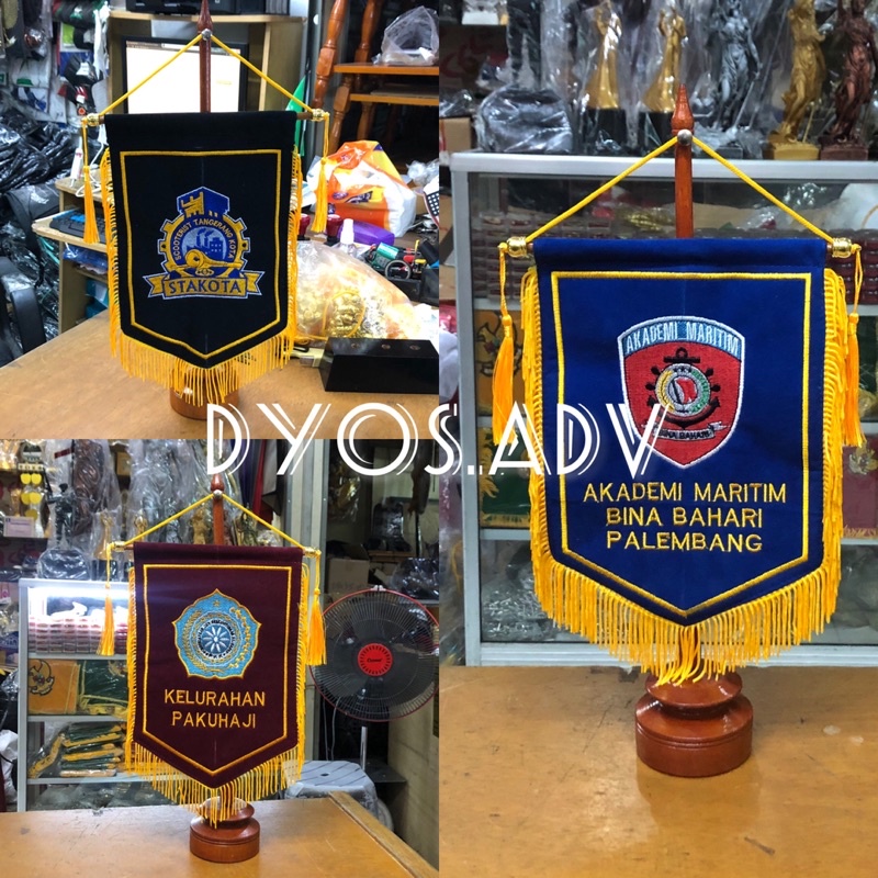 Jual Bendera vandel bordir komputer custom + tiang vandel meja | Shopee ...