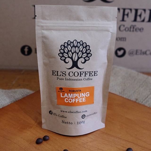 Jual Kopi Lampung El's Els Coffee 100 gram Robusta kemasan kertas kedap ...