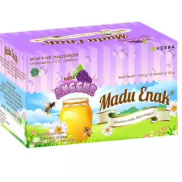 Jual Madu ENAK sachet Rasa Anggur kemasan box isi 12 sachet x 20 gram ...