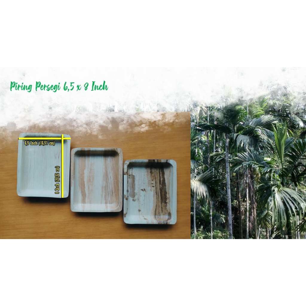 Jual Piring Jambe-e Pelepah Pinang (Persegi 6,5x8inch) 12 pcs | Shopee ...
