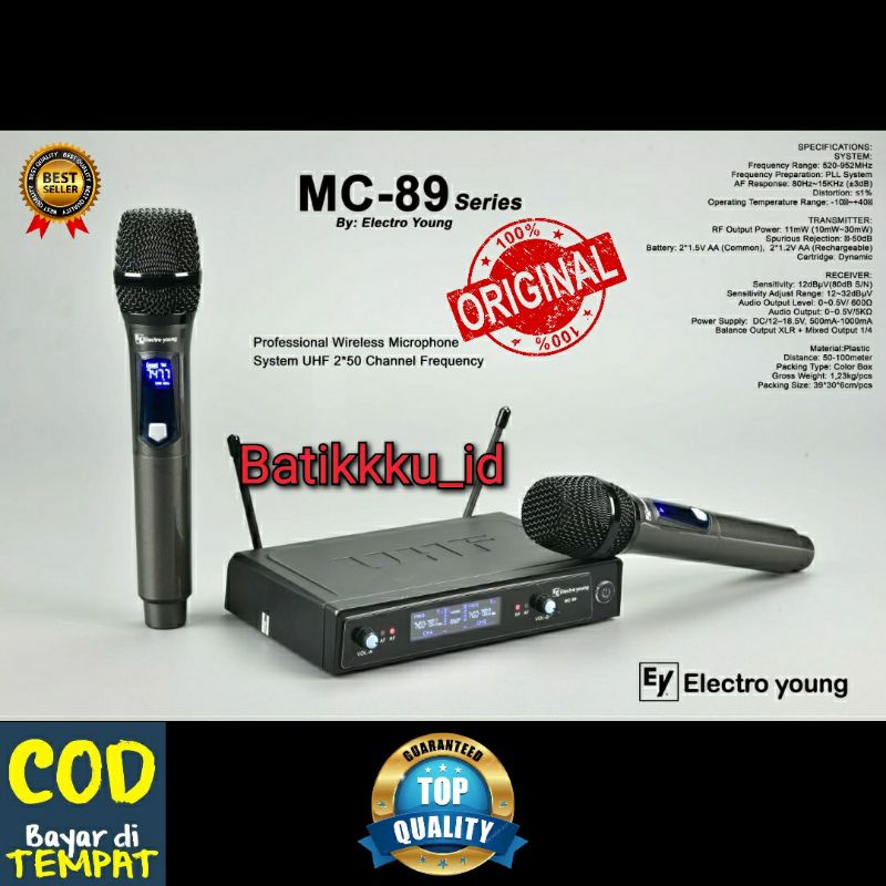 Jual MIC WIRELESS ELECTRO YOUNG MC 89 MC89 ORIGINAL HANDHELD PP PJH ...
