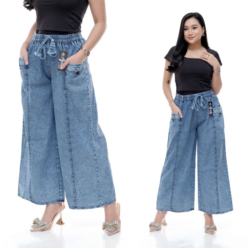 Jual kulot jeans fashion haruka tulang jumbo | Shopee Indonesia