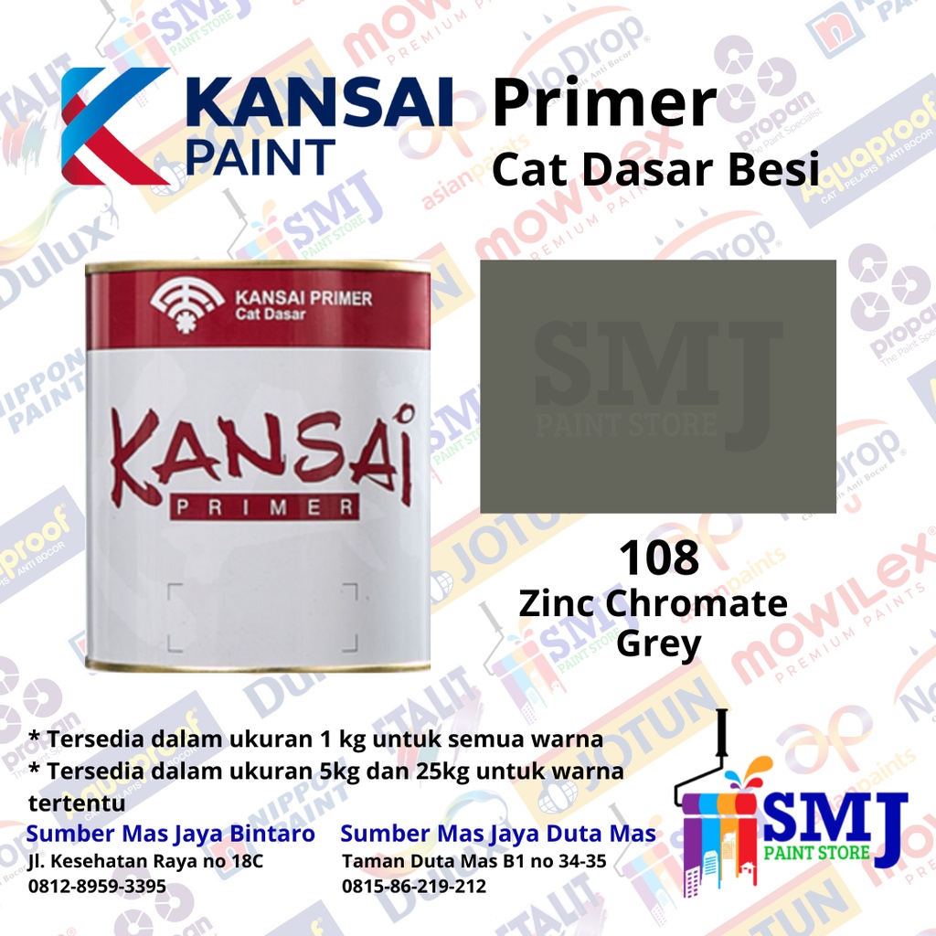 Jual CAT DASAR MENI BESI KAYU KANSAI FTALIT ZINC CHROMATE PHOSPHATE RED OXIDE 1 KG ANTI KARAT ...