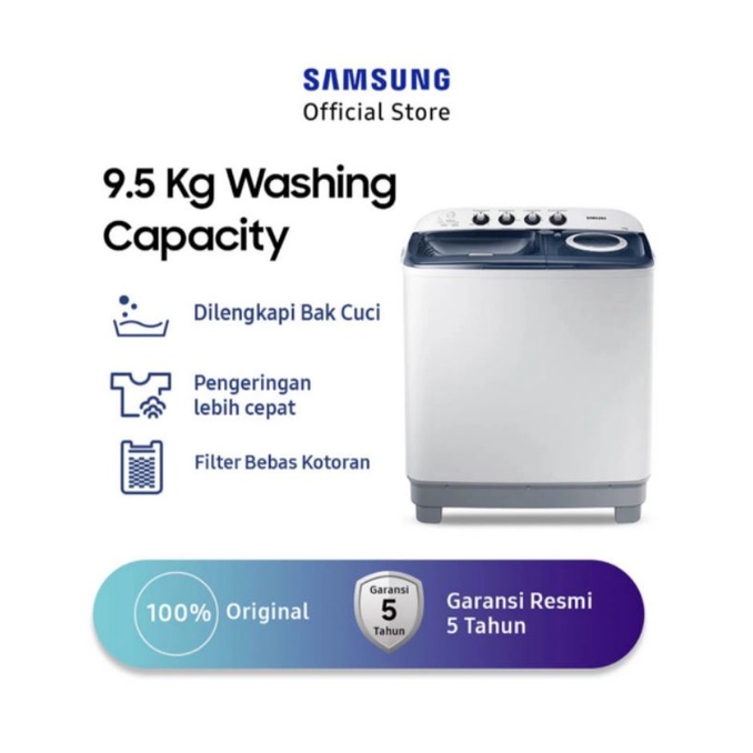 Jual SAMSUNG Mesin Cuci 2 Tabung 9.5 KG WT95H3330MB/SE | Shopee Indonesia