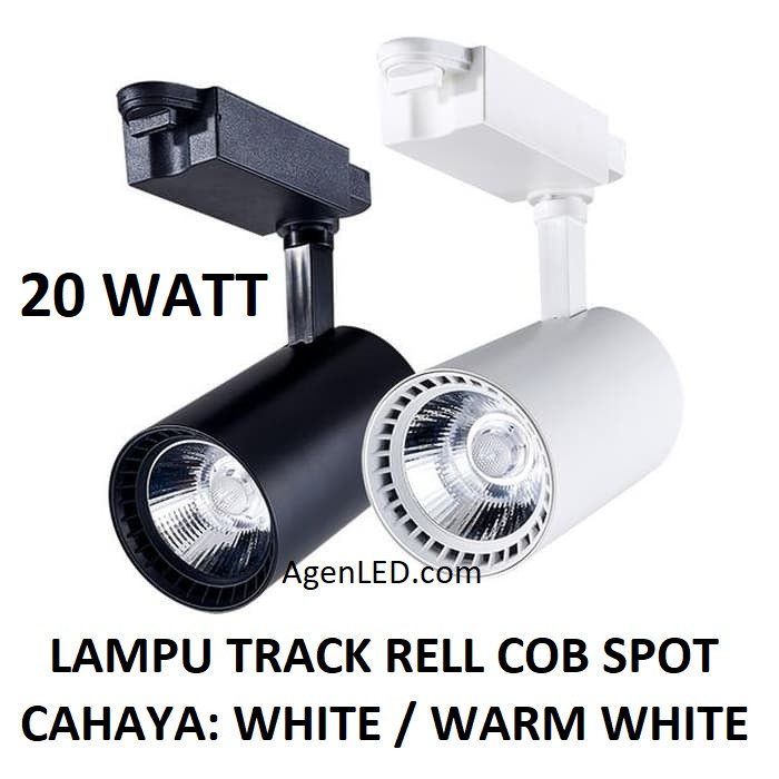 Jual LAMPU TRACK RELL 20W COB SPOT SOROT 20 W WATT REL TREK LED HITAM ...