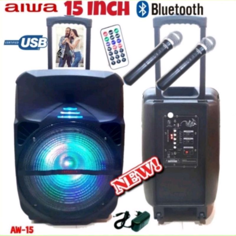 Jual Speaker Portable Aiwa 15inch Bluetooth USB Cocok buat meeting ...