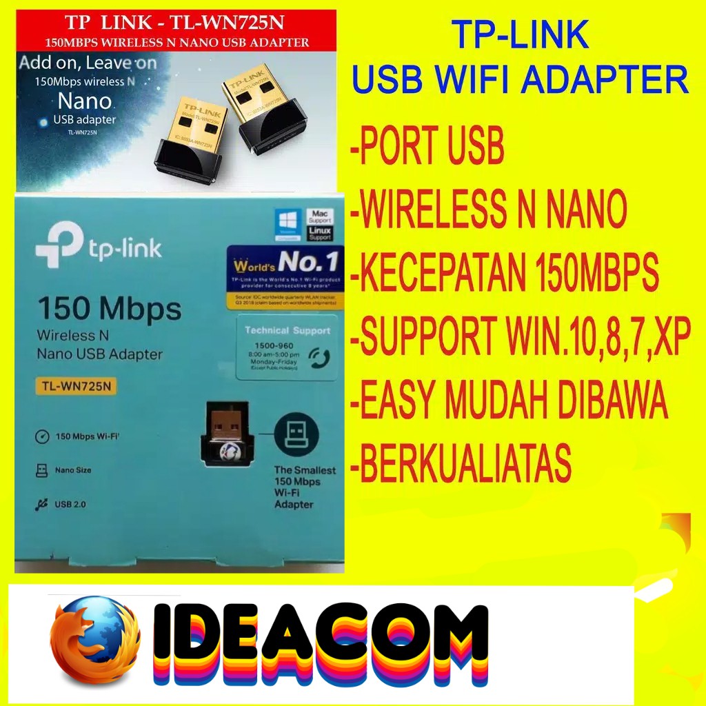 Jual TP-LINK TPLINK TL-WN 725N Usb Wifi Mini Wireless Adapter Nano ...