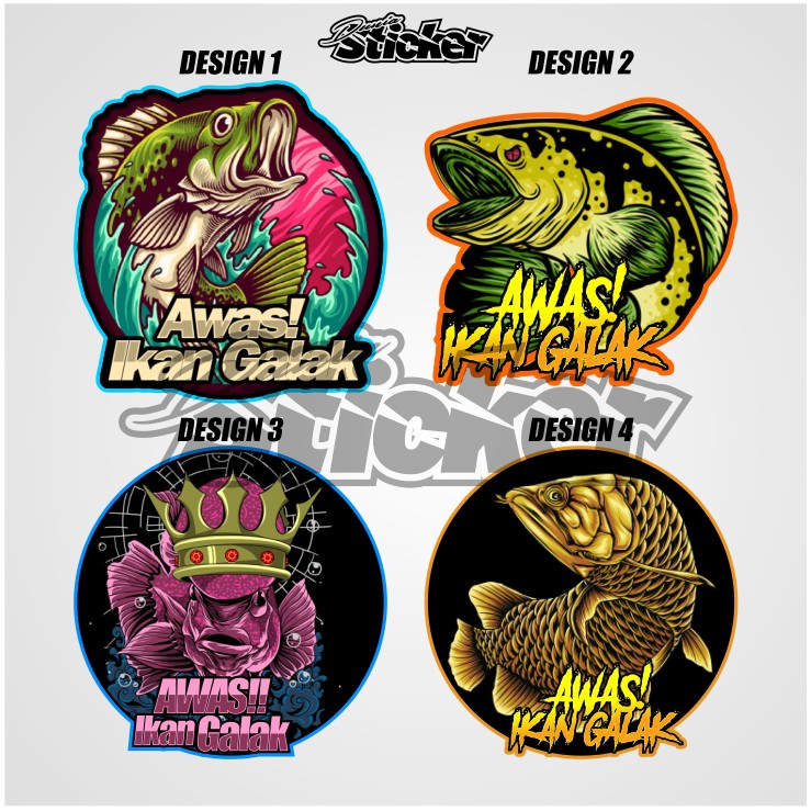 Jual Stiker Aquarium Ikan Galak Awas Ikan Predator Channa Louhan Arwana ...
