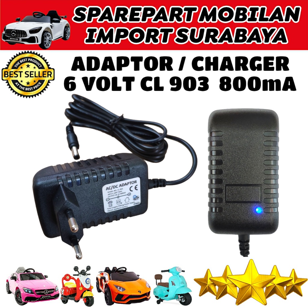 Jual CHARGER 6V ADAPTOR CAS 6 VOLT 800 MA MOTOR MOTORAN MAINAN ANAK ...