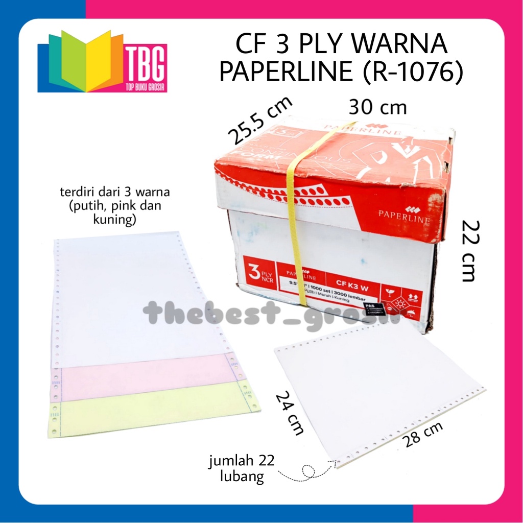 Jual 1 BOX CF 3 PLY WARNA PAPERLINE / CONTINOUS FORM / KERTAS NOTA ...