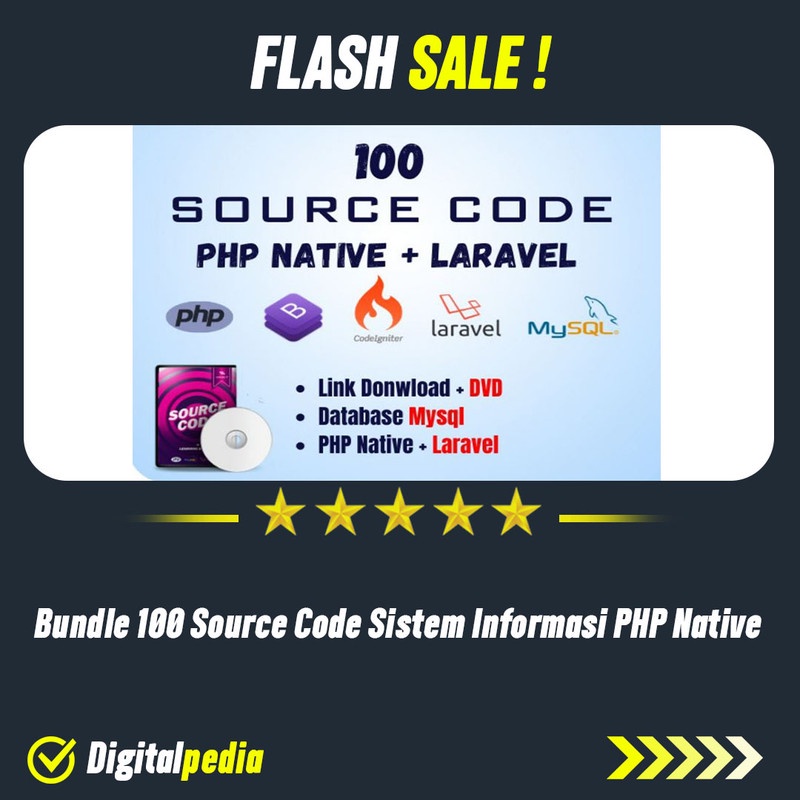 Jual Bundle 100 Source Code Sc Program Sistem Informasi Php Native Framework Laravel Berbasis