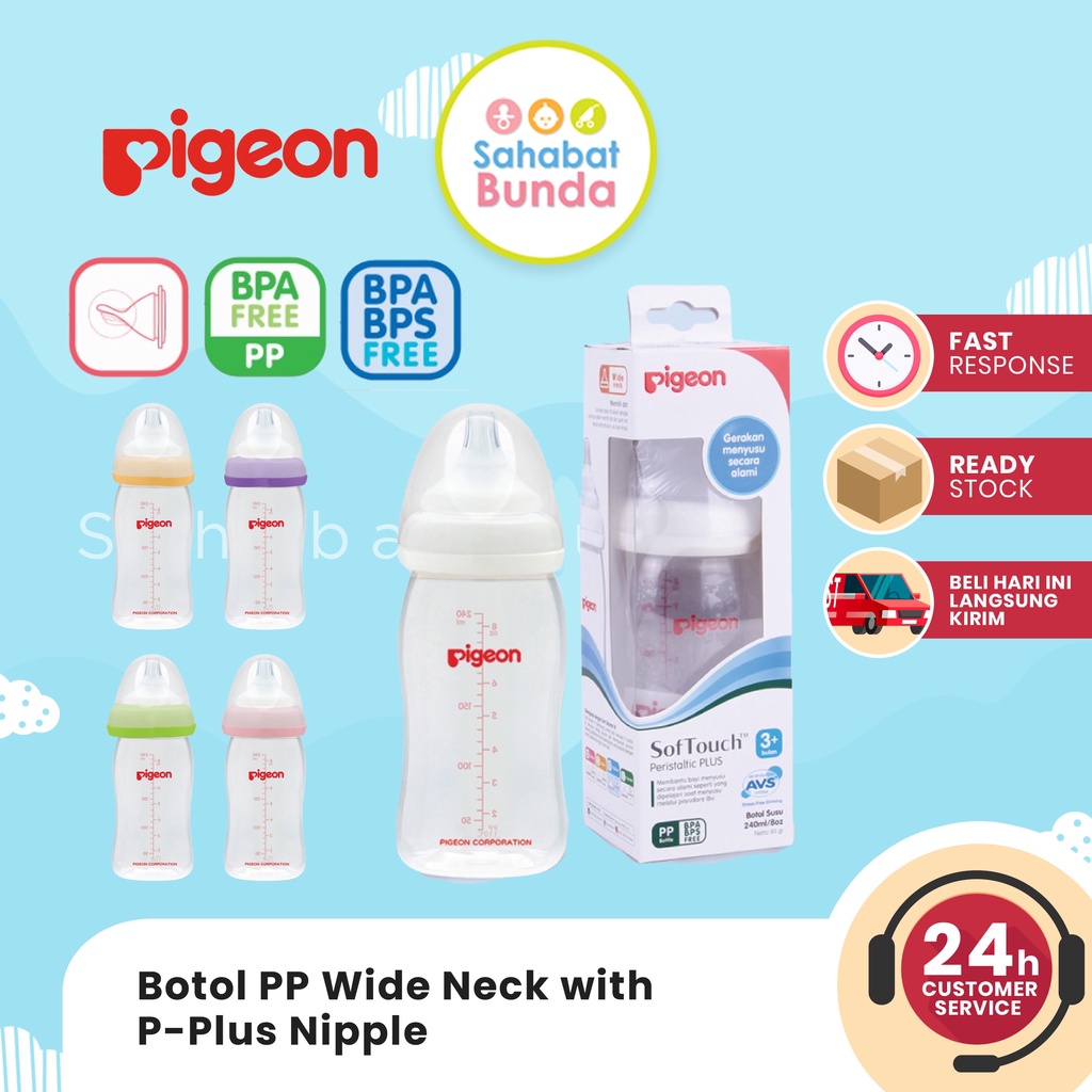 Jual PIGEON Botol Susu Bayi Wide Neck Motif/Polos 160ml 240ml 330ml Peristaltik Plus | Shopee ...