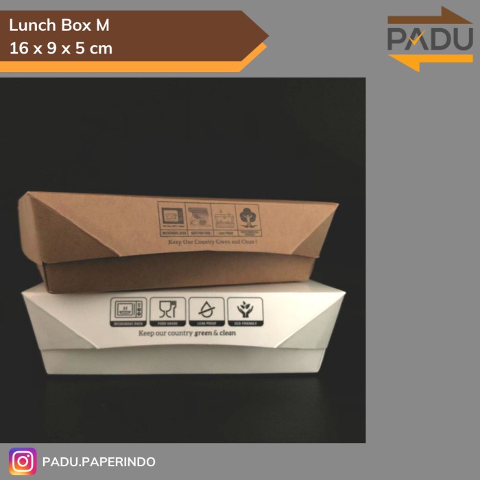 Jual set-box-lunch- paper lunch box (m) - kotak makan / box kertas ...
