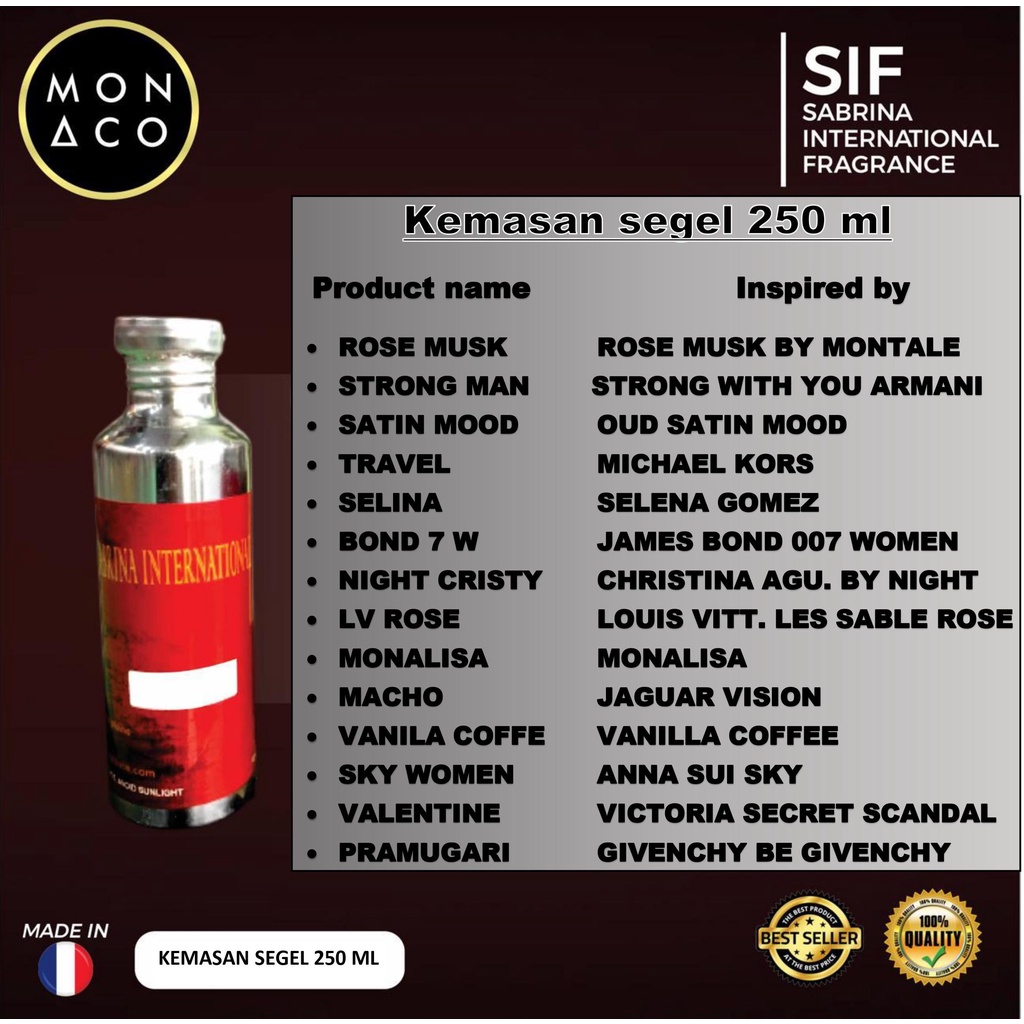Jual BIBIT PARFUM KEMASAN SEGEL 250 ML BY SIF - ASLI 100% | Shopee ...