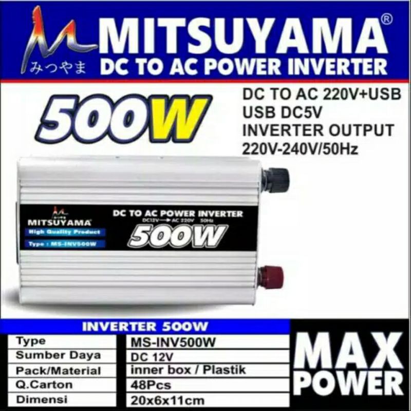 Jual POWER INVERTER MITSUYAMA DC TO AC 500W | Shopee Indonesia