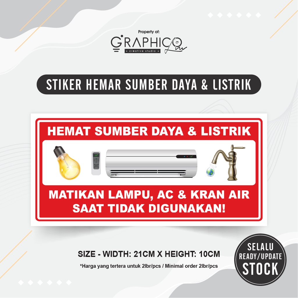 Jual Stiker Hemat Sumber Daya & Listrik (21x10cm) - Per/2 lembar ...