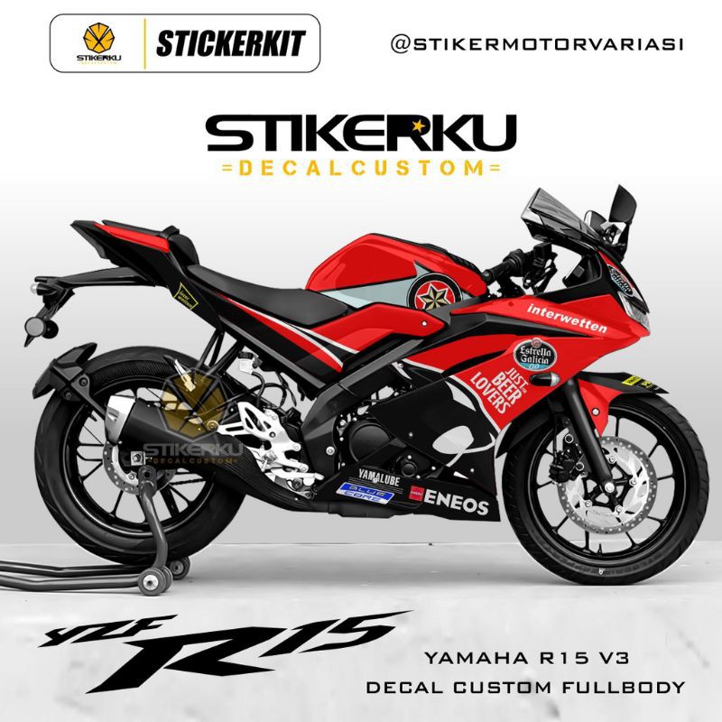 Jual sticker decal fullbody Yamaha R15 V3 / stiker motor R15 V3/decal ...