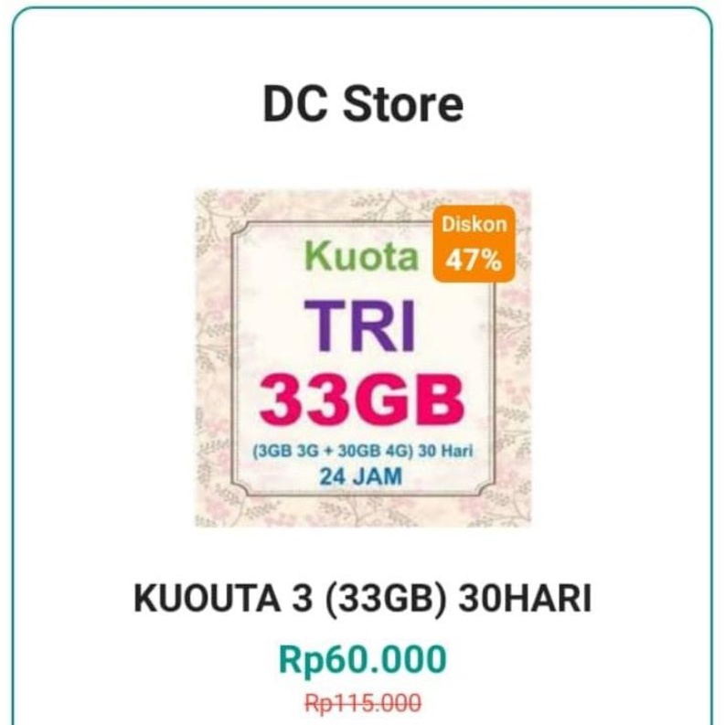 Jual VOUCHER TRI 50GB PROMO TERBATAS | Shopee Indonesia