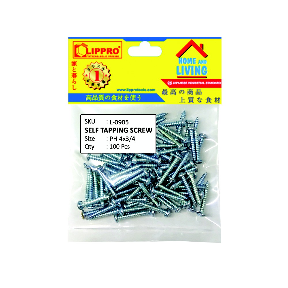Jual LIPPRO L-0905 SEKRUP PH 4 x 3/4 - SKRUP BAUT TAPPING - 100 PCS ...
