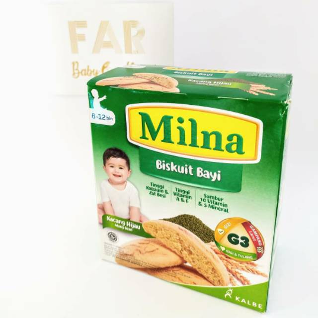 Jual MILNA Biskuit Bayi Kacang Hijau 6+ 130g / 130 g | Shopee Indonesia
