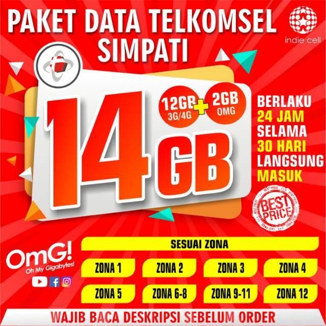 Jual PAKET DATA TELKOMSEL SIMPATI 14GB (12GB 3G/4G + 2GB OMG) SESUAI ...